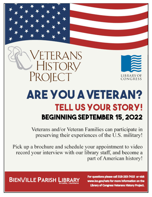 Bienville Parish Library Joins The Veterans History Project Effort ...