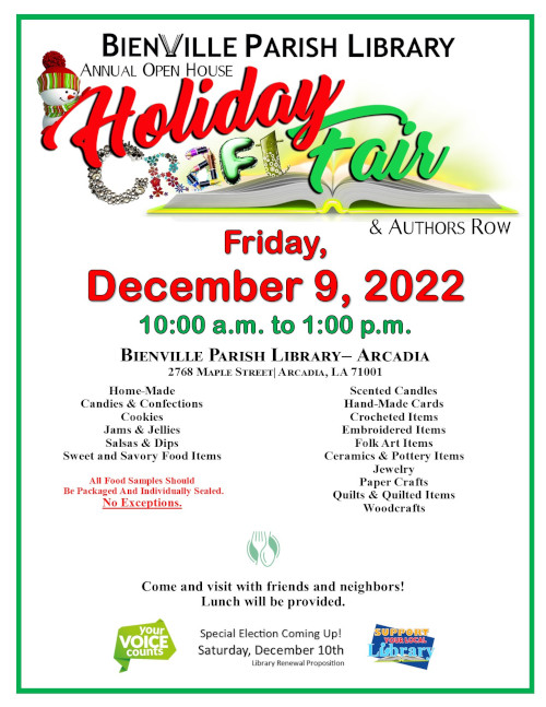 Library to Host Holiday Craft Fair Friday | Bienville Parish Journal