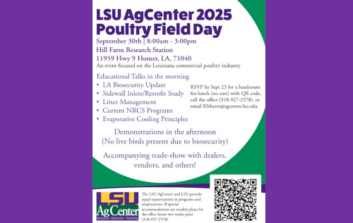 LSU AgCenter opens registration for 2025 Poultry Field Day | Bienville ...